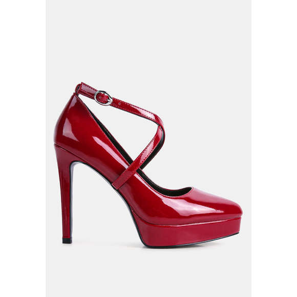 London Rag | Shoes | Pixie Dust Patent Faux Leather Cross Strap Pumps ...